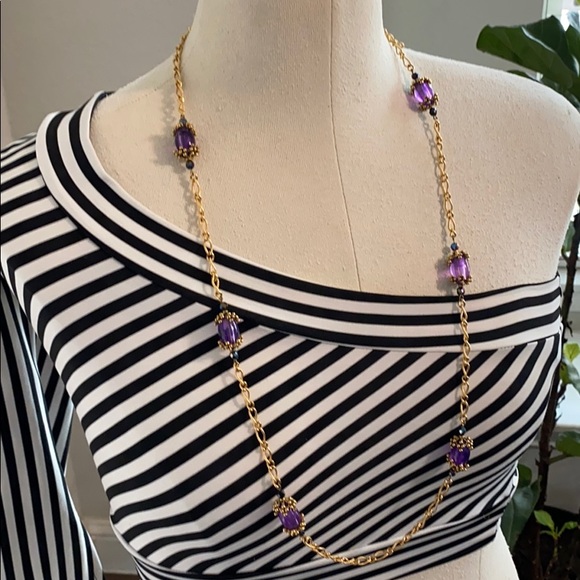 Vintage | Jewelry | Vintage Purple And Gold Necklace | Poshmark
